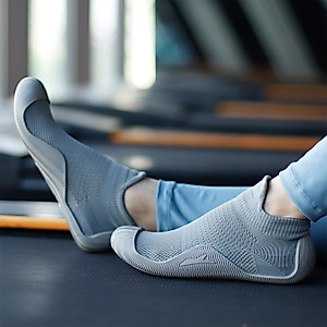 JiuQing Womens Barefoot Sock Shoes Indoor Fitness Cross-Trainer Shoes Portable for Gym Water Sports Beach,Gray,9.5