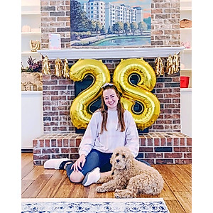 Lovoir 40 Inch Large Gold Number 5 Balloon Extra Big Size Jumbo Digit Mylar Foil Helium Balloons for Birthday Party Celebration Decorations Graduations Anniversary Baby Shower Engagement Photo Shoot