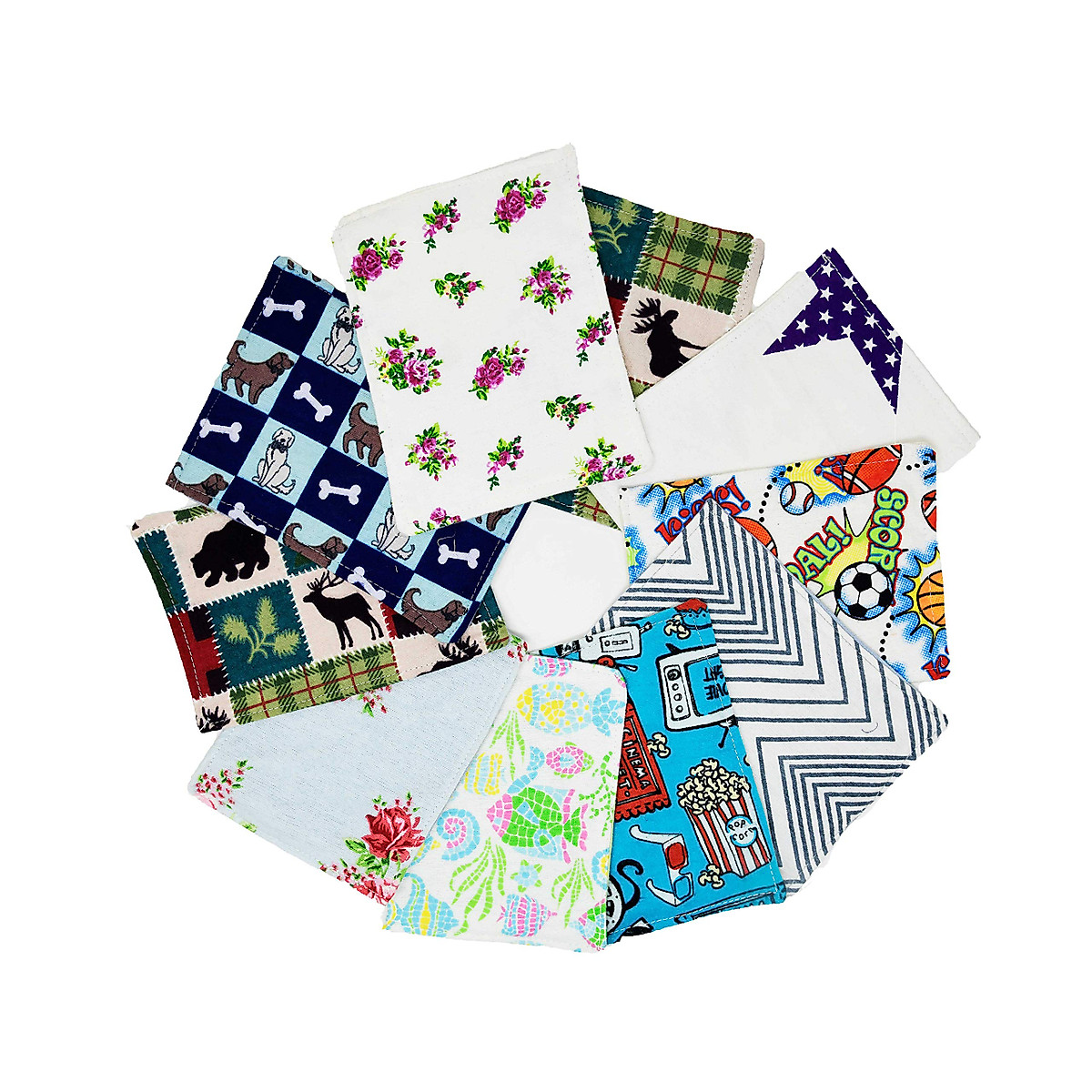 Wonder Care - Flannel Baby Wipes Reusable and Washable 5"x 7" Inches- Biodegradable Compostable Vegan Registered Plastic Free Baby Wet Wipes 2 Layers 100% Cotton- Assorted Color Prints (40 pc)