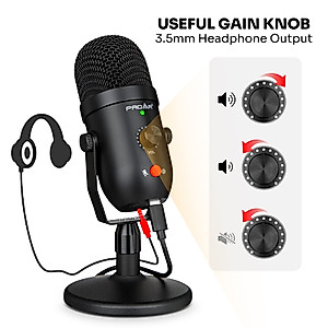 Podcast Microphone for Phone/Pad/PS4,Condenser Recording USB Microphone for Computer,Metal PC Microphone for Gaming,ASMR,YouTube,Streaming Mic Kit with Noise Cancelling for Laptop MAC or Windows