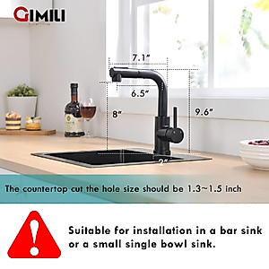 GIMILI Modern Bar Sink Faucet for Kitchen Sink Single Handle with Pull Out Sprayer Hot and Cold Prep Sink Faucet Matte Black