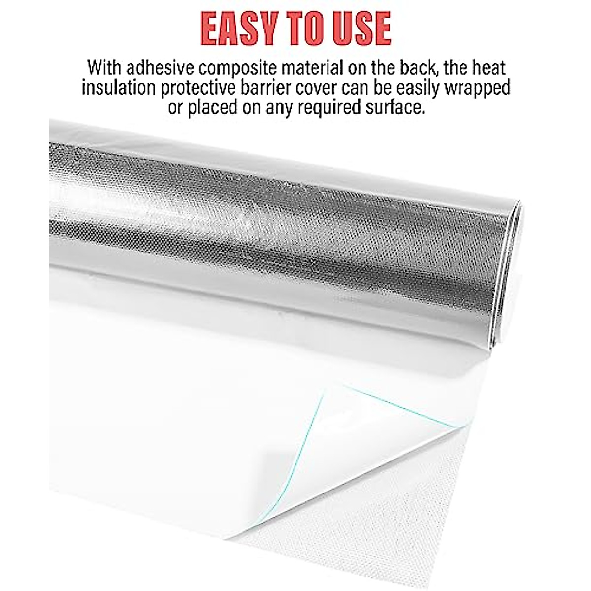 YAKEFLY 12“x24” Aluminized Heat Shield Mat,Aluminized Heat Shield Adhesive Backed Heat Barrier Insulation Wrap,Adhesive Backed Aluminized Fiberglass Heat Shielding Mat for Car (Silver)