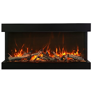 40-TRU-View-XL XT - 3 Sided Electric Fireplace 40 Inch, 3-Sided Glass Fireplace Heater w/Remote Control & 8H Timer, Thermostat, Black, Adjustable Brightness, Realistic Flame Effects