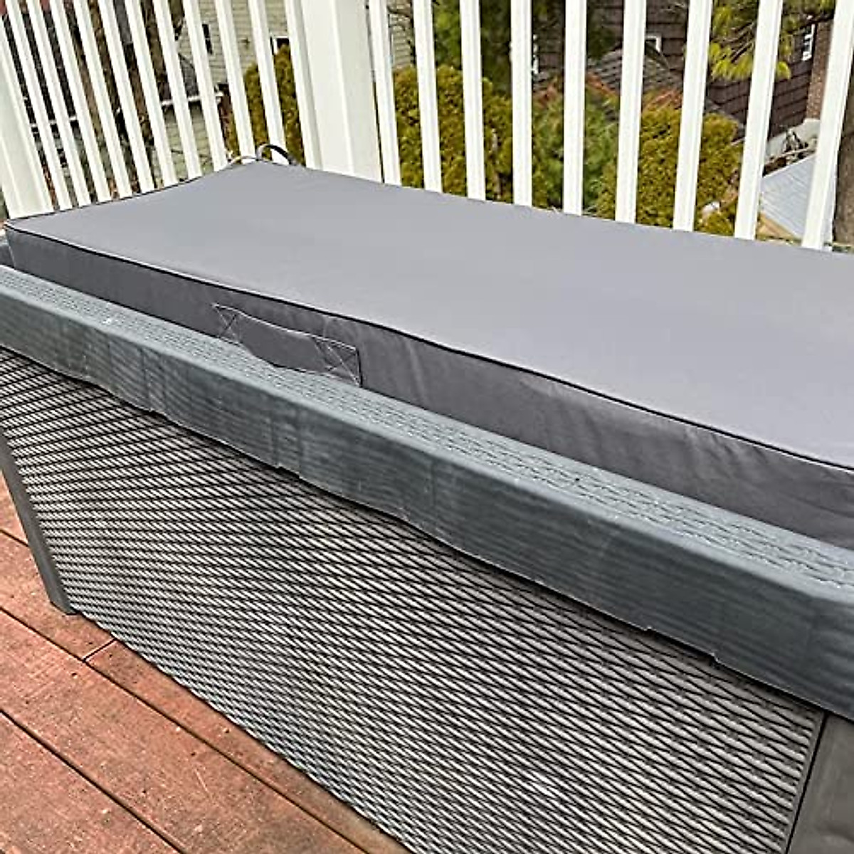 Faible Poisson Outdoor Bench Cushion, 60 x 18 Inch Waterproof Porch Swing Cushions Garden Patio Furniture Cushions with Handle and Anti-Slip Straps for Indoor Backyard Seat Pads, Dark Grey