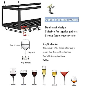 DASHADAO Hanging Wine Glass Rack-Black Wine Rack Home Wine Bottle Racks Ceiling Wall-Mounted Storage Shelf with Hanging Stemware Champagne Glasses Holder Metal Bar Unit Floating Shelves HOM