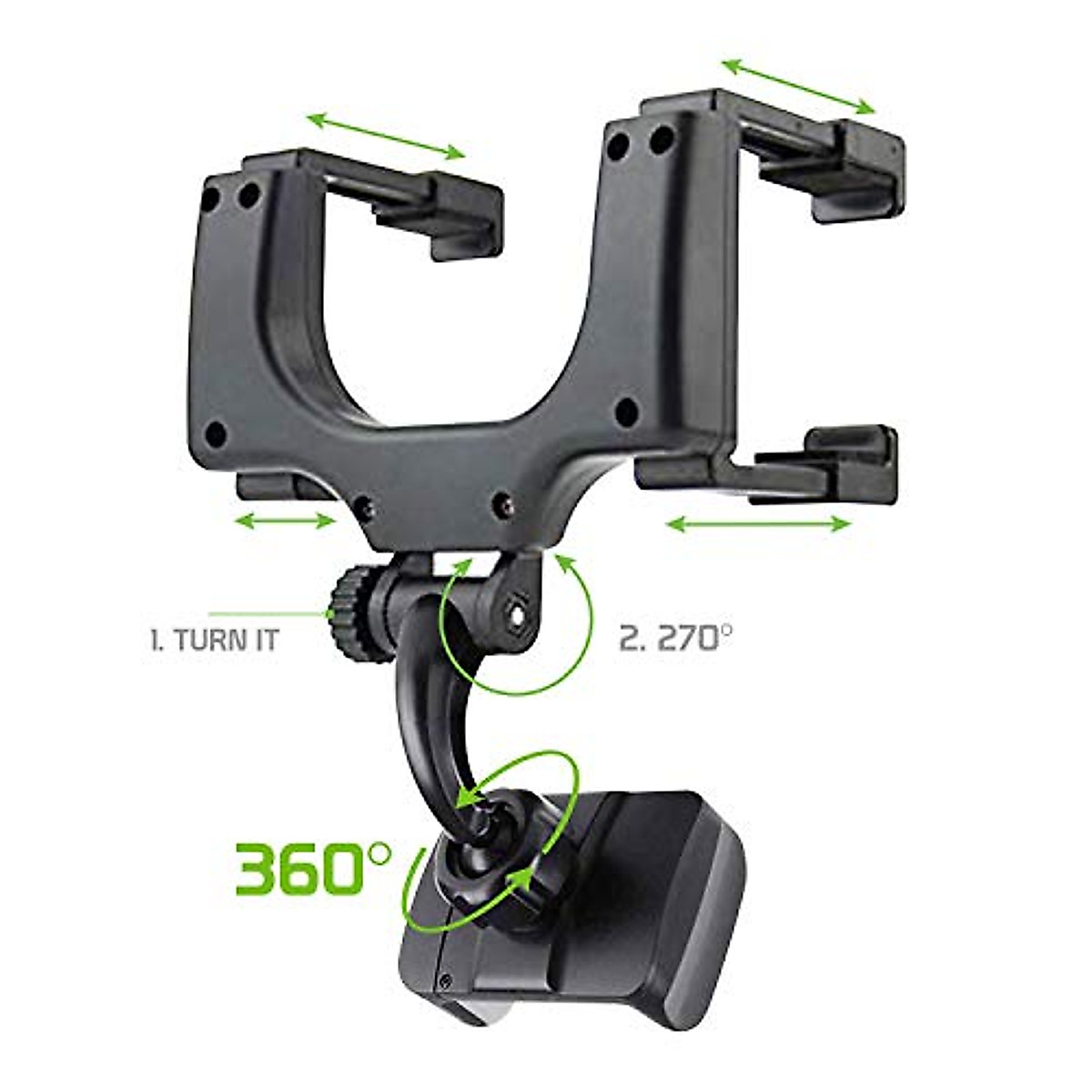 Cellet Vehicle Rear View Mirror Phone Holder Mount Universal Smartphone Cradle Compatible to iPhone 14 Pro Max Plus 13 12 11 XR XS SE Galaxy Z Flip Z Fold S22 S21 S20 S10 Google Map GPS Navigation