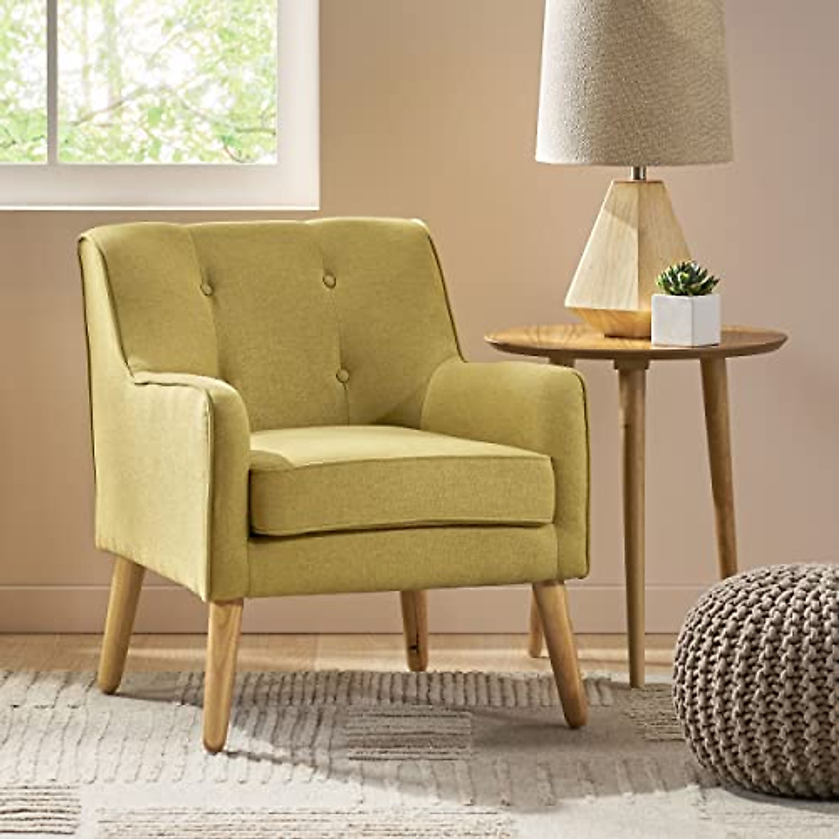 Christopher Knight Home Felicity Mid-Century Fabric Arm Chair, Wasabi