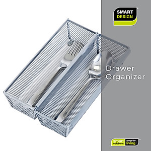 Smart Design Drawer Organizer - Set of 6 - Steel Metal Mesh - 12 x 3 Inch - Interlocking Arm Connection - Utensils, Flatware, Organization - Kitchen - Bronze