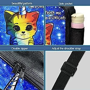 Insulated Lunch Bag for Kids, Boys Girls Lunch Box, Cute Cat Lunch Bag with Shoulder Strap, School Bento Lunch Box for Kids Toddlers Teens, Aesthetic Black Reusable Cooler Thermal Meal Tote Kit