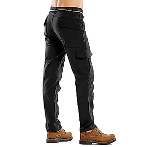 Jessie Kidden Mens Waterproof Hiking Pants, Outdoor Snow Ski Fishing Fleece Lined Insulated Soft Shell Winter Pants (6068 Grey 30)