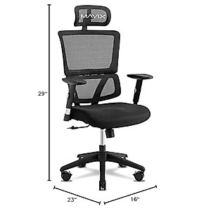 MAVIX M4 Gaming Chair: 19.5” Mesh Seat, DVL, Fixed Back Recline - Airy Comfort/Responsive Support/Adjustable Features for Gamers (Black)