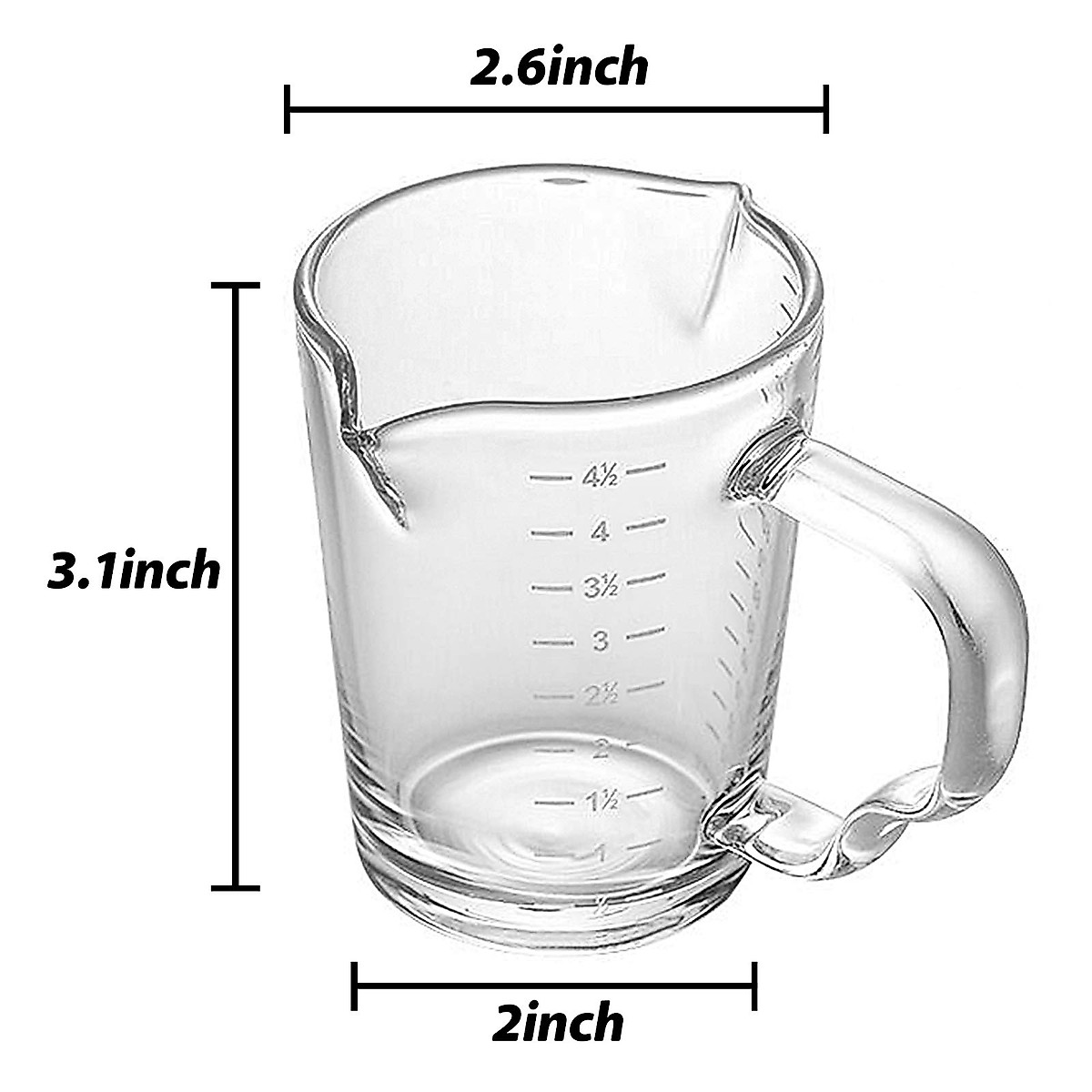 150ml Glass Measuring Cup Double Spouts Espresso Cup Shot Glass Heat-Resistant Handle Transparent Scale Ounce Measure Jugs Mixing Mug for Bar Party Wine Milk Coffee Liquid Heavy Glass Measuring Cup