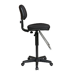 Office Star DC Series Pneumatic Adjustable Drafting Chair with Chrome Teardrop Footrest, Icon Black Fabric