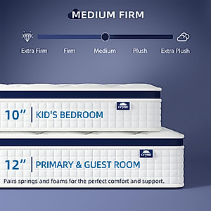 Crystli Twin Size Mattress, 12 Inch Memory Foam Mattress Bed in A Box, Innerspring Hybrid Twin Size Mattress for Pressure Relief, Medium Firm, CertiPUR-US Certified