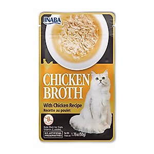 INABA Chicken Broth Side Dish for Cats with Vitamin E, Eight 1.76 Ounce Pouches, Chicken Recipe