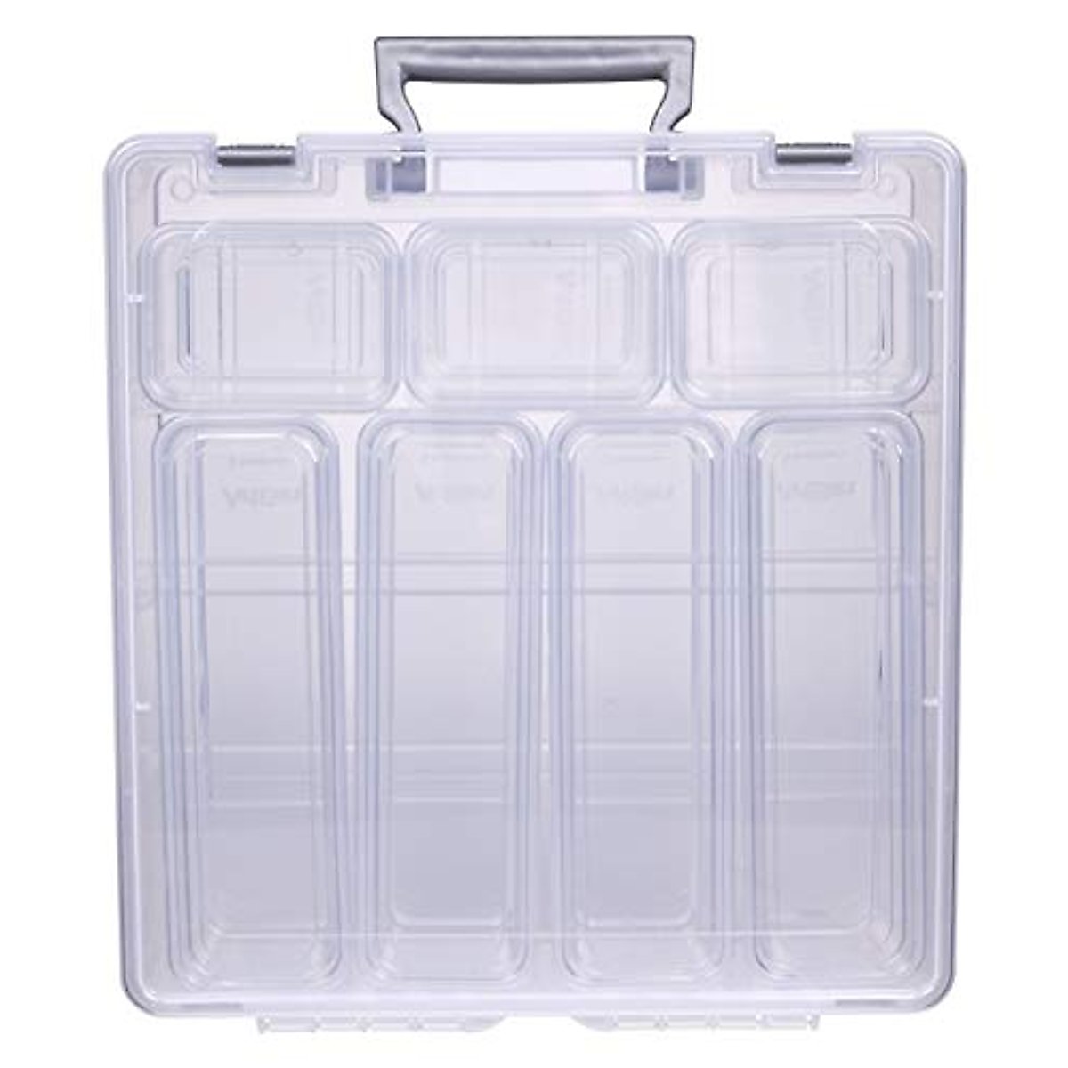 AB Designs 6967ABD Super Satchel with 9 Mixed Bins Inside Stackable Home Storage Organization Container, Clear with Sliver Latches and Handle, w/Long