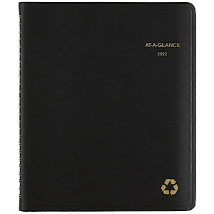 AT-A-GLANCE 2022 Weekly & Monthly Appointment Book & Planner by AT-A-GLANCE, 7" x 8-3/4", Medium, Recycled, Black (70951G05)