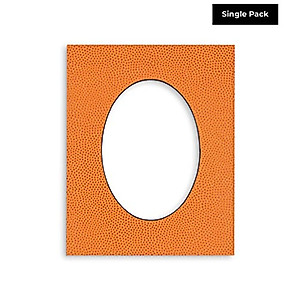 8x10 Mat Bevel Cut for 6x8 Photos - Precut Basketball Texture Oval Shaped Photo Mat Board Opening - Acid Free Matte to Protect Your Pictures - Bevel Cut for Family Photos, Pack of 1 Matboard
