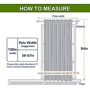 NICETOWN Grey Blackout Patio Sliding Door Curtains 84 inch Length, Grommet Room Divider Thermal Insulated Curtain Drapes for French Door/Living Room (Gray, W100 x L84, 1 Panel)
