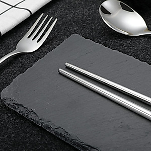 INKULEER Travel cutlery set, 18/8 stainless steel cutlery, Reusable utensils set with case, Portable Silverware Lunch Box for Camping and Office