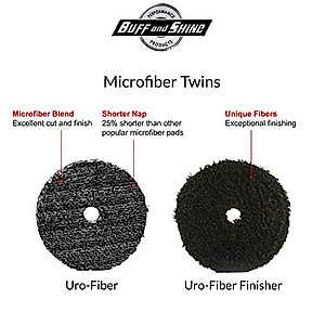 Buff and Shine URO-Fiber Microfiber Pad for Car Compounding, Cutting, Buffing, Waxing, and Polishing - Compatible with Long-Throw, High-Action, Dual-Action, and Random Orbital Polisher - 5 in (1 Pad)