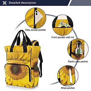 xigua Yellow Sunflower Diaper Bag Backpack Multi Function Baby Changing Bags Waterproof Large Capacity Travel Back Pack for Mom Dad