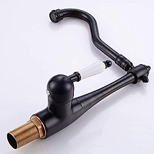 Bathtub Faucet Nostalgia Kitchen Mixer Sink Faucet Country House,Single Lever Mixer Water Tap with Ceramic Brass Handles,360 ° Swivel Ceramic Handles