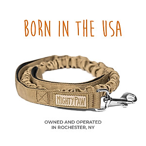 Mighty Paw Tactical Dog Leash - Dual Handle - Shock Absorbing Bungee Dog Leash - Comfortable Neoprene Padding - Premium Leash - Long Dog Leash - Dog Leash with Traffic Handle - Dog Lead (Canvas)