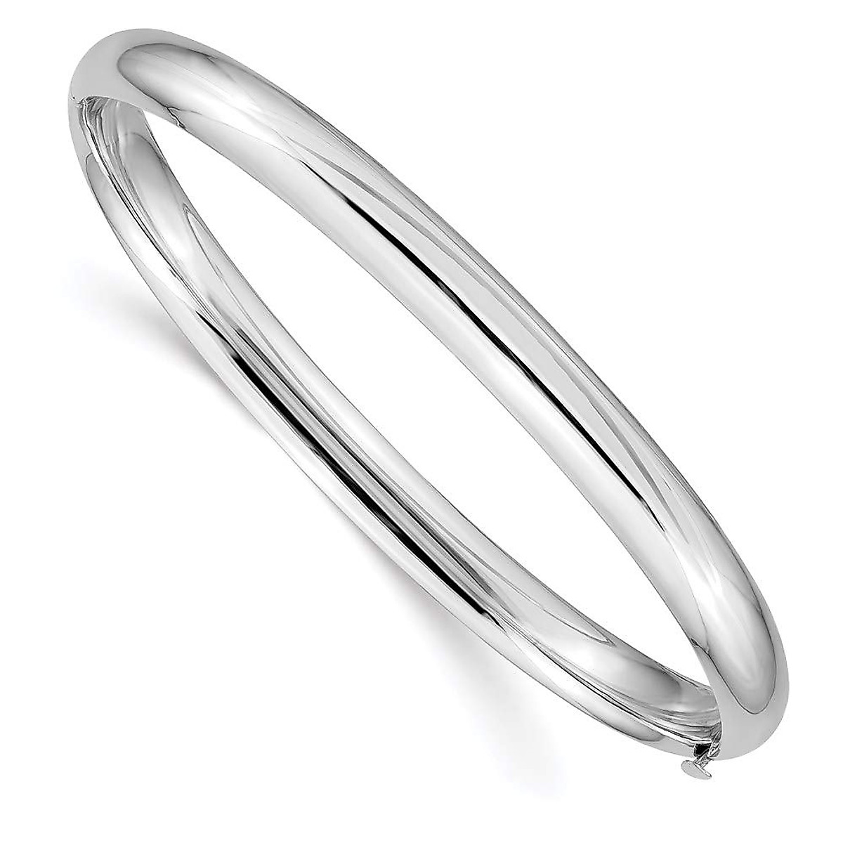 14k White Gold High Polished 6.00mm Hinged Bangle QDB503
