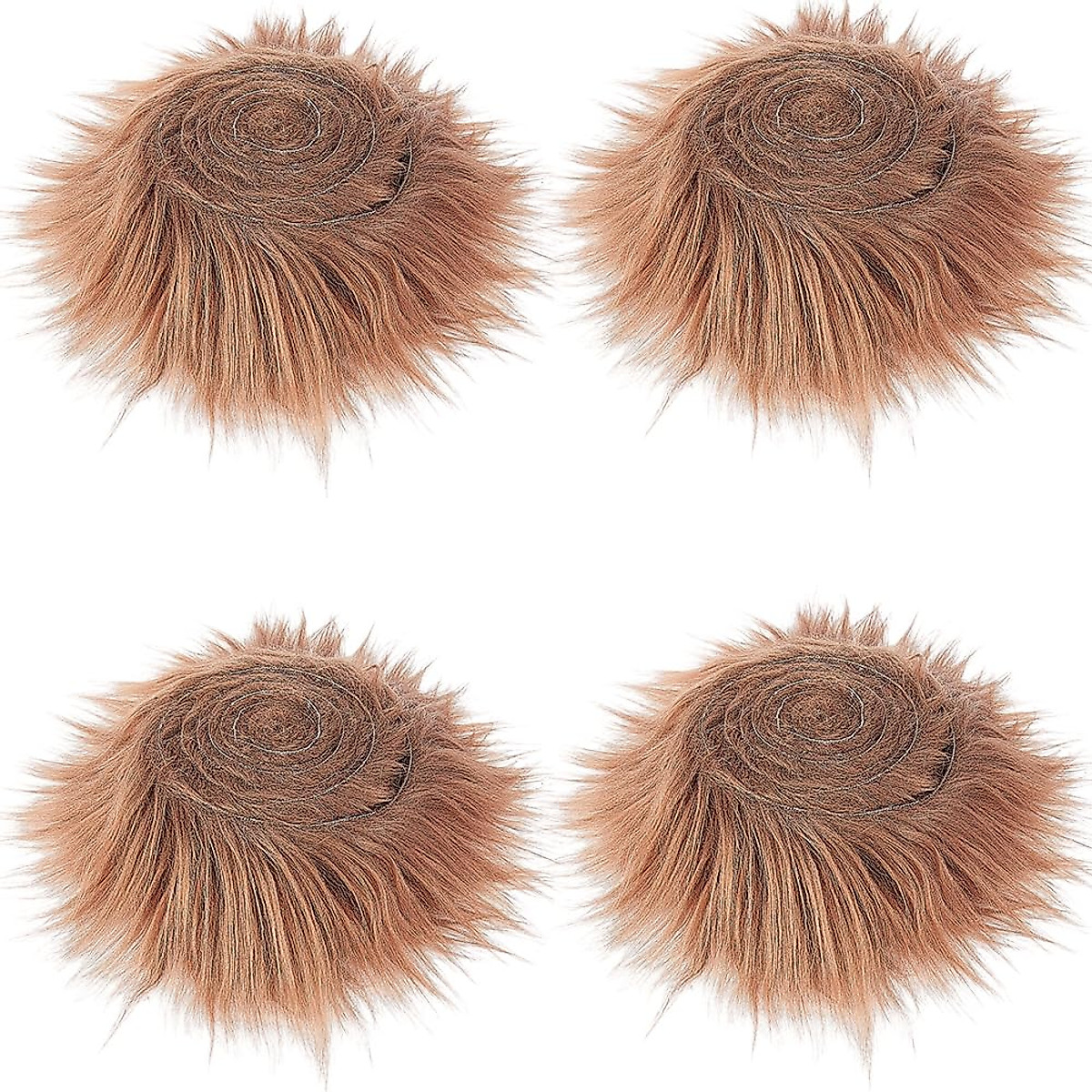 GORGECRAFT Shaggy Plush Faux Fur Fabric Precut Strips 2x240inch Fluffy Fuzz Craft Sewing Fur Cuts for DIY Halloween Christmas Winter Costume Gnome Beard Hair Cosplay Dwarf Decoration Coconut Brown