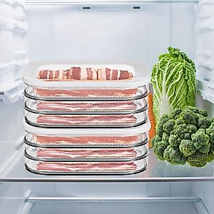 Tioncy 2 Pcs Deli Meat Container Fridge Bacon Container for Refrigerator Stackable Food Storage Boxes with Lid for Deli, Lunch Meat, Cheese and Meal
