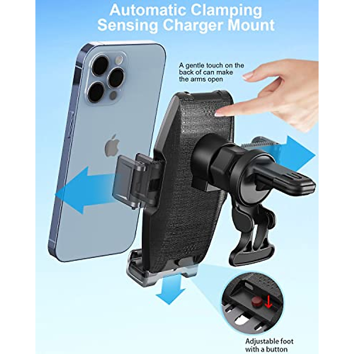 Wireless Car Charger, BelPel 15W Qi Fast Charging Auto-Clamping Car Charger Mount, Air Vent Car Charging Phone Holder for iPhone 14/13/12/11 Pro Max Series, Galaxy S22/S21, Clearance