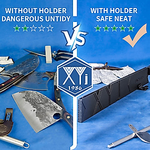 XYJ Slice Cooking Knife With Edge Guards Protector,Kitchen Knife,Sharpener Steel,Japanese Chef Knives,Meat Vegetable Cutting Carving Brisket Knife,Long Blade,Full Tang (14.5 Inch)