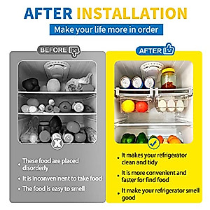 VVLIAM 2 PACK Refrigerator Organizer Bins fridge drawer organizer with Handle, Egg Holder For Refrigerator and fruit containers for fridge pull out cabinet organizer Fit for Fridge Shelf Under 0.6"