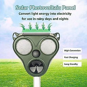 Solar Animal Repeller, Ultrasonic Animal Repellent Outdoor, Repeller Solar Powered, Ultrasonic Repellent, Dog Deterrent, Keep Animals Out of Garden