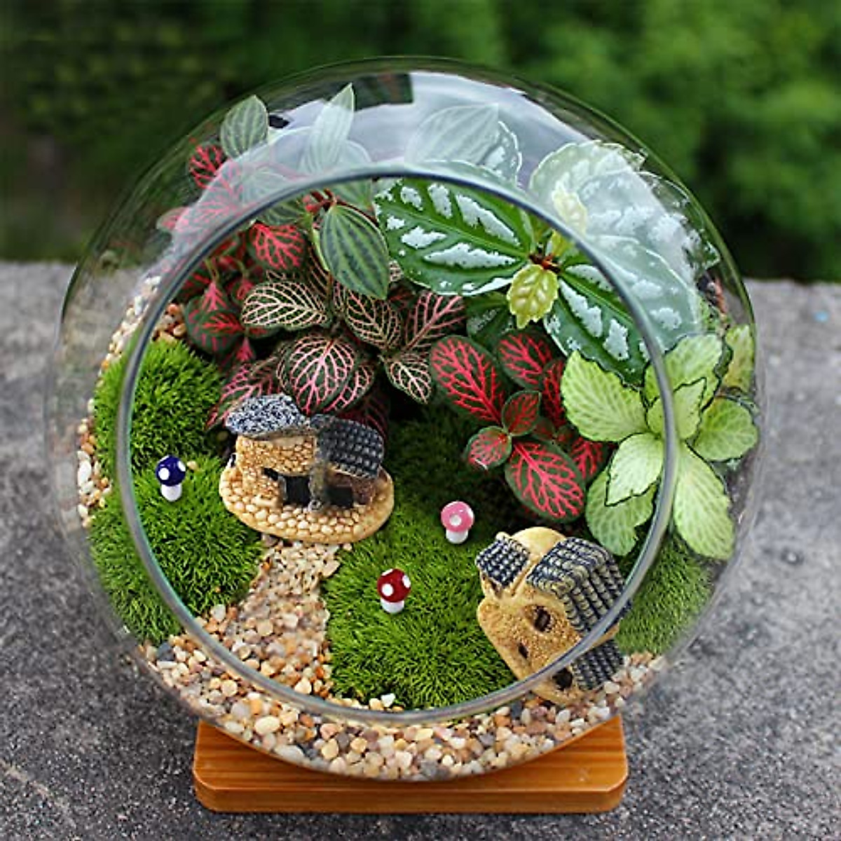 Fairy Garden Accessories, 12Pcs Fairy Garden Kit, Outdoor Miniature Garden House Bridge Pond, Garden Ornament Figurines Supplies for DIY Craft Landscape Yard Bonsai Decoration (12)