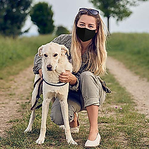 Black Face Mask, 5 Pcs Cloth Mask Cotton Face Masks Washable Reusable Fashion Protective Fabric Masks Outdoor for Adults Men Women Teens