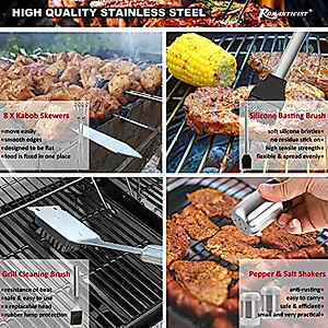 Romanticist 26PCS Barbecue Tool Set with Storage Bag - Portable Grill Tool Kit - Professional BBQ Set for Outdoor Cooking and Camping Grill Accessories Sets