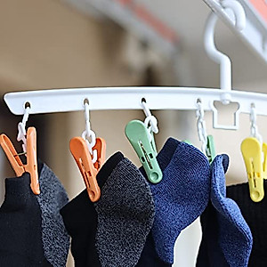 EIKS 2 Pack Hanger Drying Rack with 8 Clips for Drying Socks, Bras, Towel, Underwear, Scarf, Hat, Apply for Home Outdoor Travel Portable
