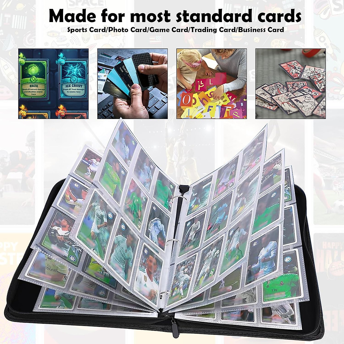 POKONBOY 720 Pockets Trading Card Binder Sleeves Baseball Card Binder Sleeves, Trading Card Holder Carrying Card Case Fit for Baseball Cards, Trading Cards, Football Cards (Blue)