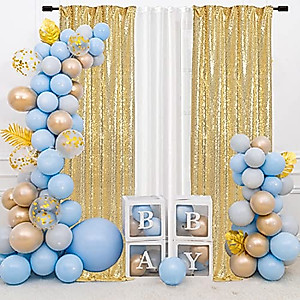 SquarePie Sequin Curtain 2 Panels 2FT x 8FT Gold Backdrop for Wedding Party Christmas