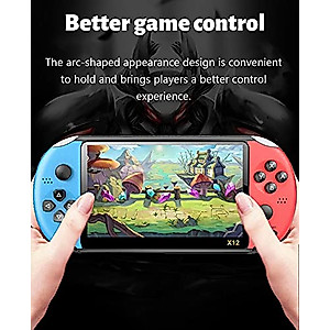 CZT New 5.1-inch Retro Video Game Console Build in 4800 Games of 9 emulators Handheld Portable Game Console Supports MP3/MP4/E-book with Rechargeable Lithium Battery mp3 mp4(Bluered)