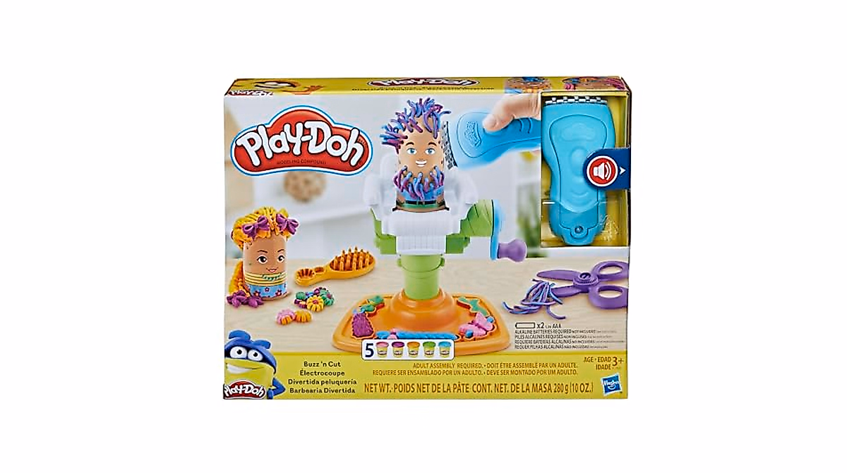 Play-Doh Buzz 'n Cut Fuzzy Pumper Barber Shop Toy with Electric Buzzer ...