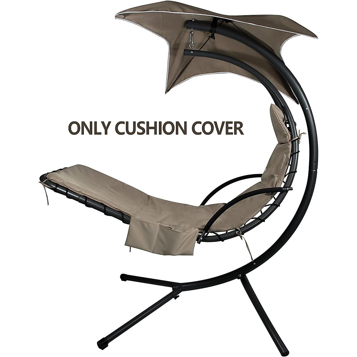 BASANOB Outdoor Hanging Lounge Chair Replacement Cushion Cover and Umbrella Fabric, Patio Curved Chaise Hammock Floating Swing Chair Pads (Cushion Not Included) (Coffee)