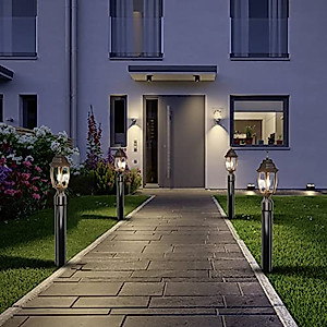 Aoceley Dusk to Dawn Outdoor Post Light with Pier Mount Base, 2-Pack Waterproof Pole Lantern Light Fixture, Exterior Lamp Post Lantern Head with Clear Glass for Garden, Patio, Pathway