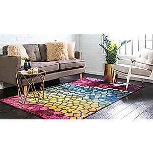 Unique Loom Estrella Collection Geometric, Abstract, Colorful, Modern, Mosaic Area Rug, 7 x 10 ft, Multi/Blue