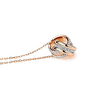 SWAROVSKI Further Collection Women's Necklace, Intertwined Circle Pendant with White Crystals and Rose-Gold Tone Plated Chain