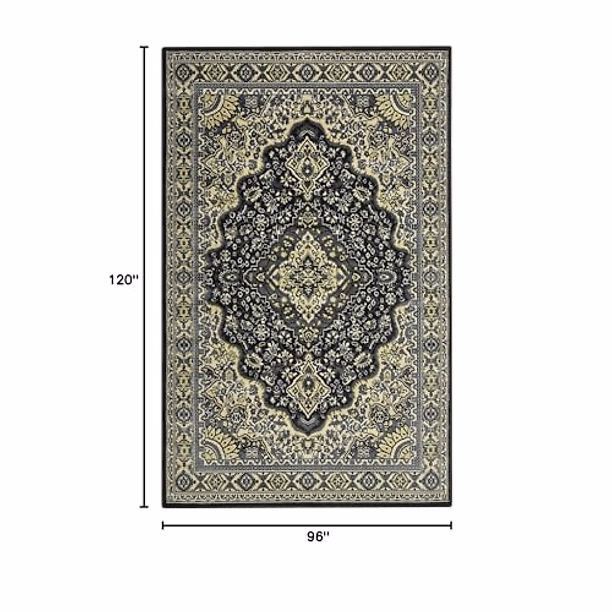 COZYLOOM 8x10 Area Rug Indoor Living Room Bedroom Large Area Rug Medallion Collection Area Rug Non-Shedding Oriental Traditional Area Rug, Grey