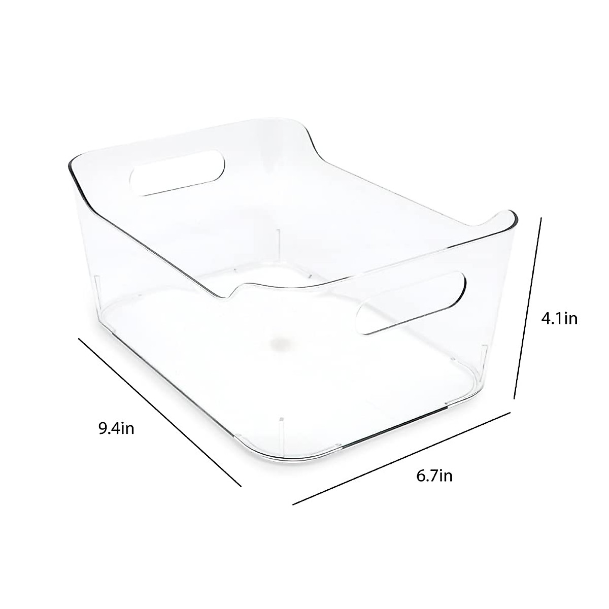 Isaac Jacobs 4-Pack Small Clear Storage Bins (9.4” x 6.7” x 4.1”) w/ Handles, Plastic Box Set, Home, Office, Fridge, Freezer, Kitchen, Pantry Organization Container, BPA-Free/Food Safe (Small, 4-Pack)