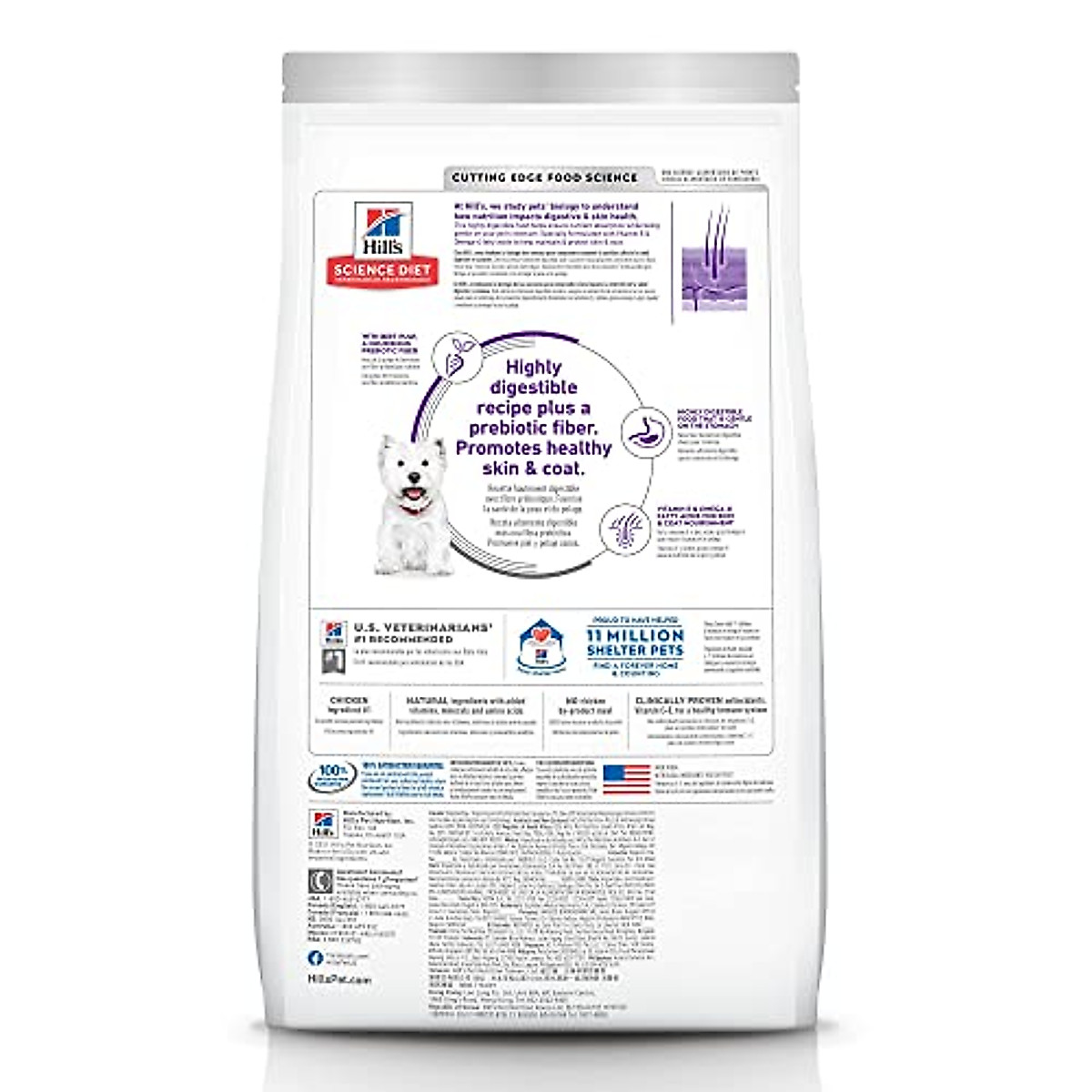 Hill's Science Diet Adult Sensitive Stomach and Skin, Small Bites Dry Dog Food, Chicken & Barley Recipe, 30 lb. Bag